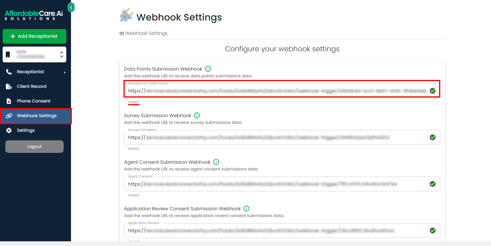 How to Send Data from the Receptionist to GoHighLevel Using a Webhook – Helpdesk
